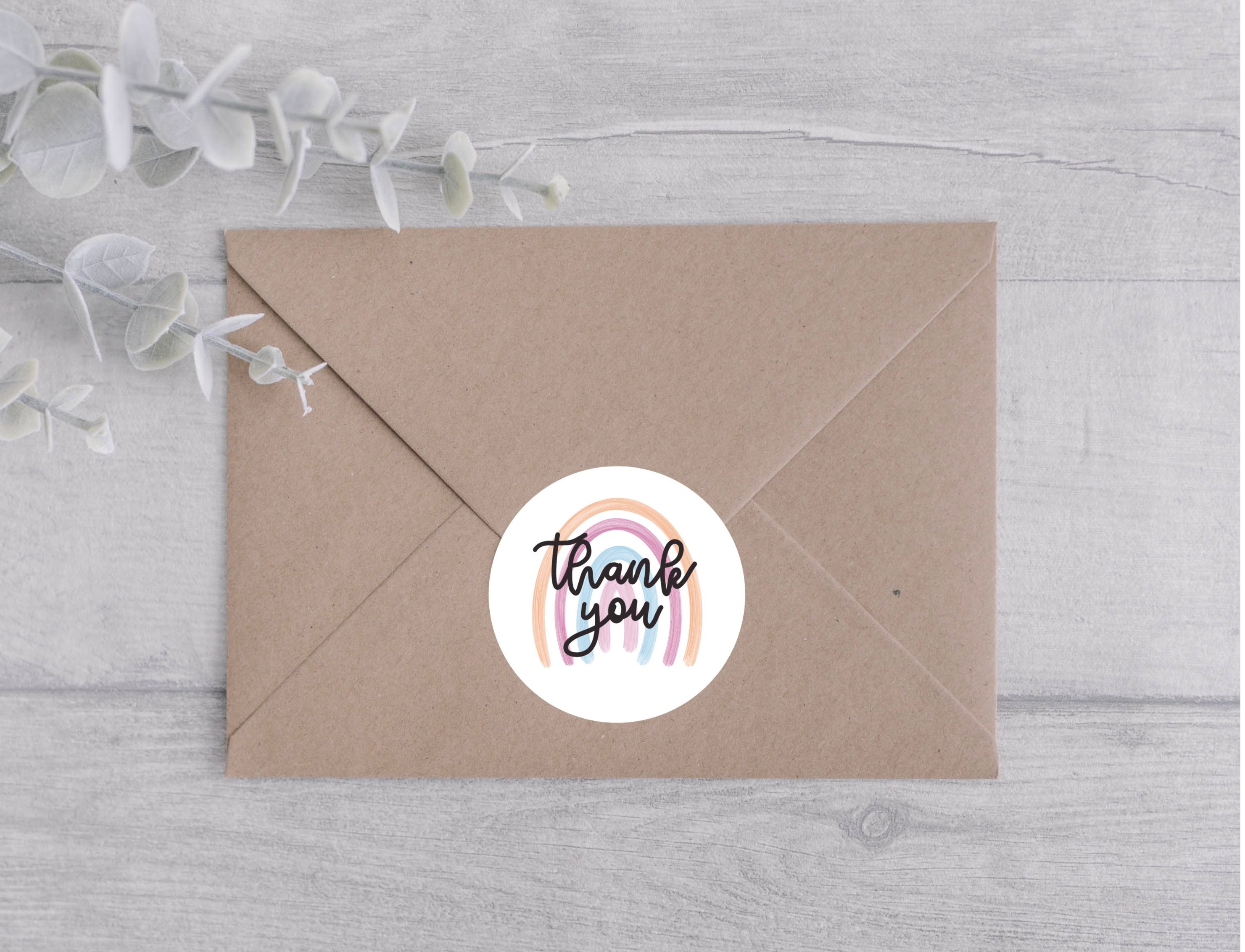 Buy Thank You Rainbow Sticker PNG Boho Thank You Stickers, Rainbow ...