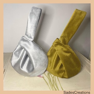 Japanese Knot Bag Made From Plush Velvet Fabric in Silver and Gold - Etsy