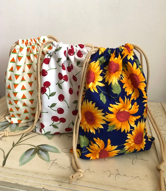 Small Drawstring Bags in 3 Designs. | Etsy