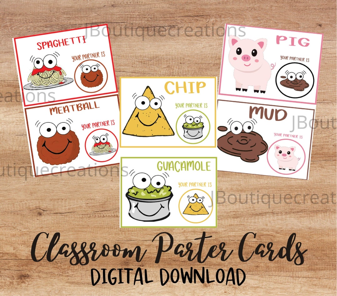 Classroom Partner Cards Digital Download, Pre School, Kindergarten and ...