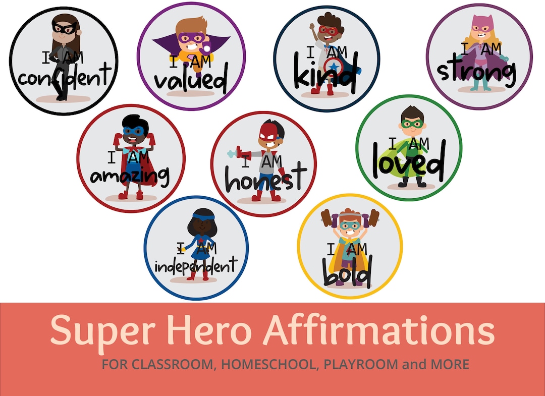 Super Hero Affirmations, Kids Classroom Affirmation Station Digital ...