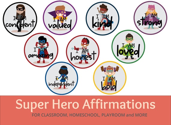 Super Hero Affirmations Kids Classroom Affirmation Station - Etsy