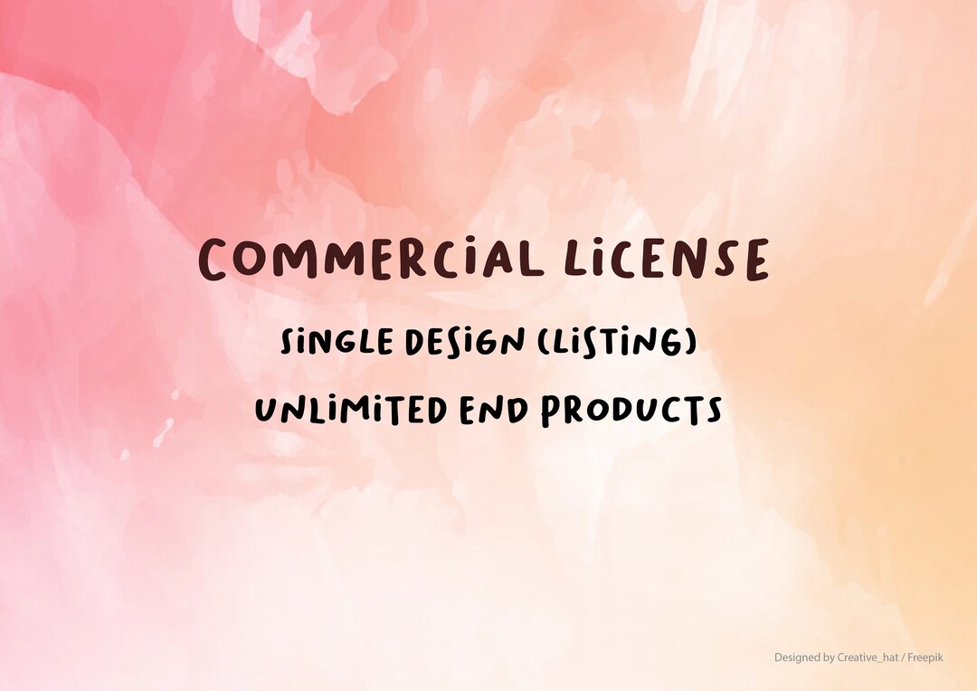 Commercial Use License: Single Listing, Unlimited Projects - Etsy
