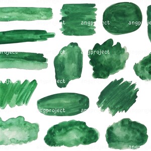 Emerald Green Watercolor Splash Clipart: Abstract Brush Strokes (PNG ...