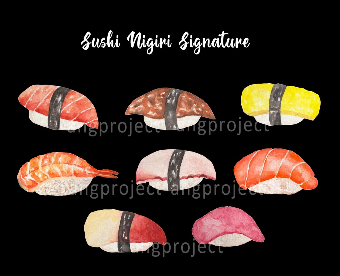 Sushi Watercolor Clipart-sushi Png-sushi Clip Art-sashimi Clip Art ...