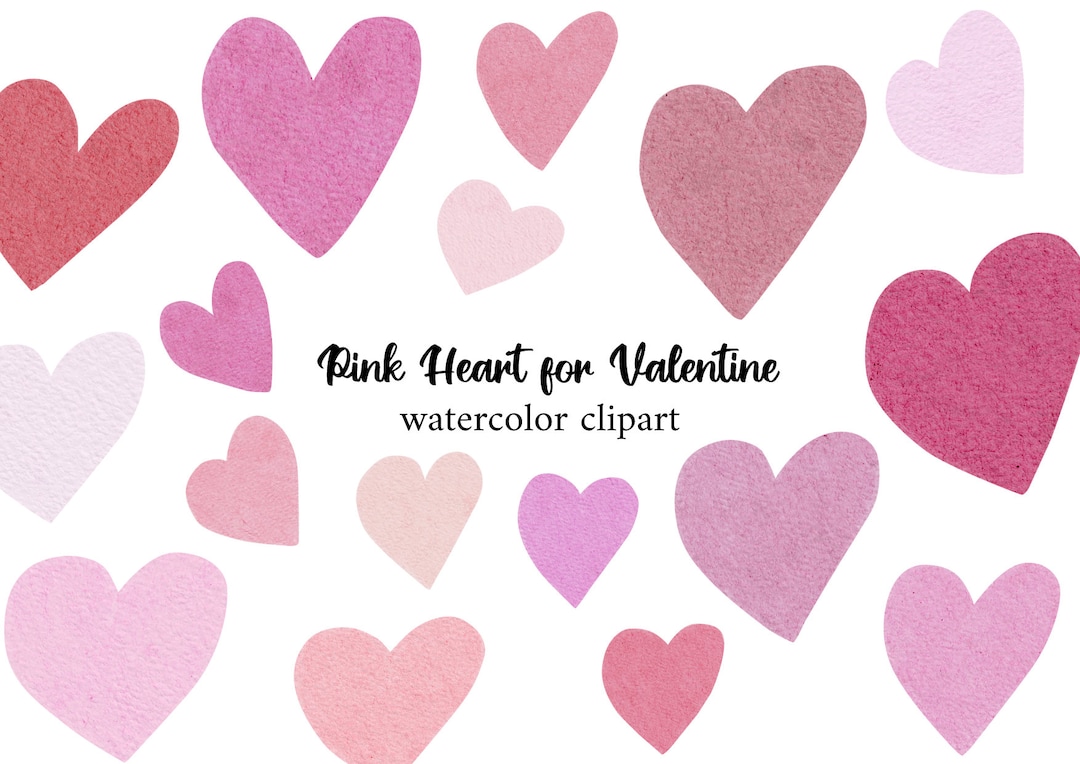 Watercolor Pink Heart, Watercolor Love for Valentine PNG - Etsy