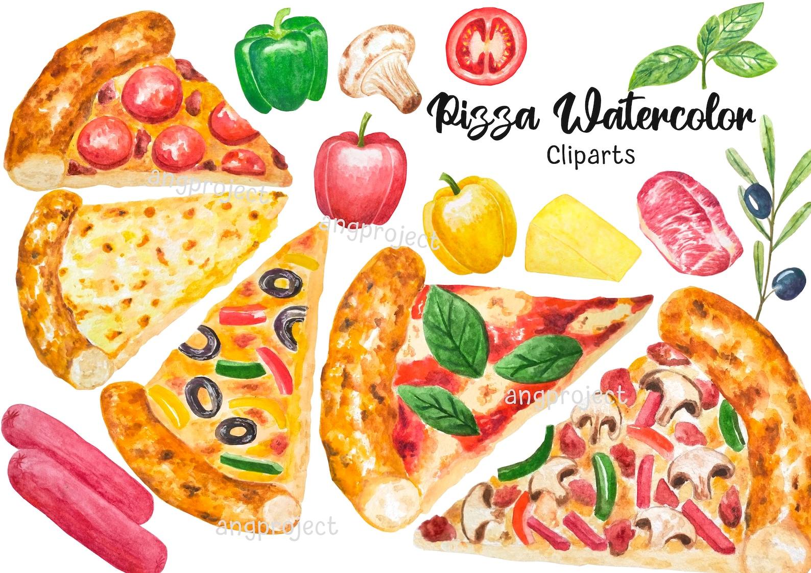 Pizza Clipart Png-pizza Party Watercolor Clipart-italian Food Clipart ...