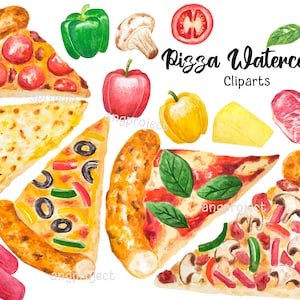 Pizza Watercolor Clipart: Italian Food PNG Images (digital Download ...
