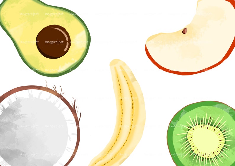 Slice Fruit Clipart, Tropical Fruit PNG, Fruit Image for Kitchen and ...