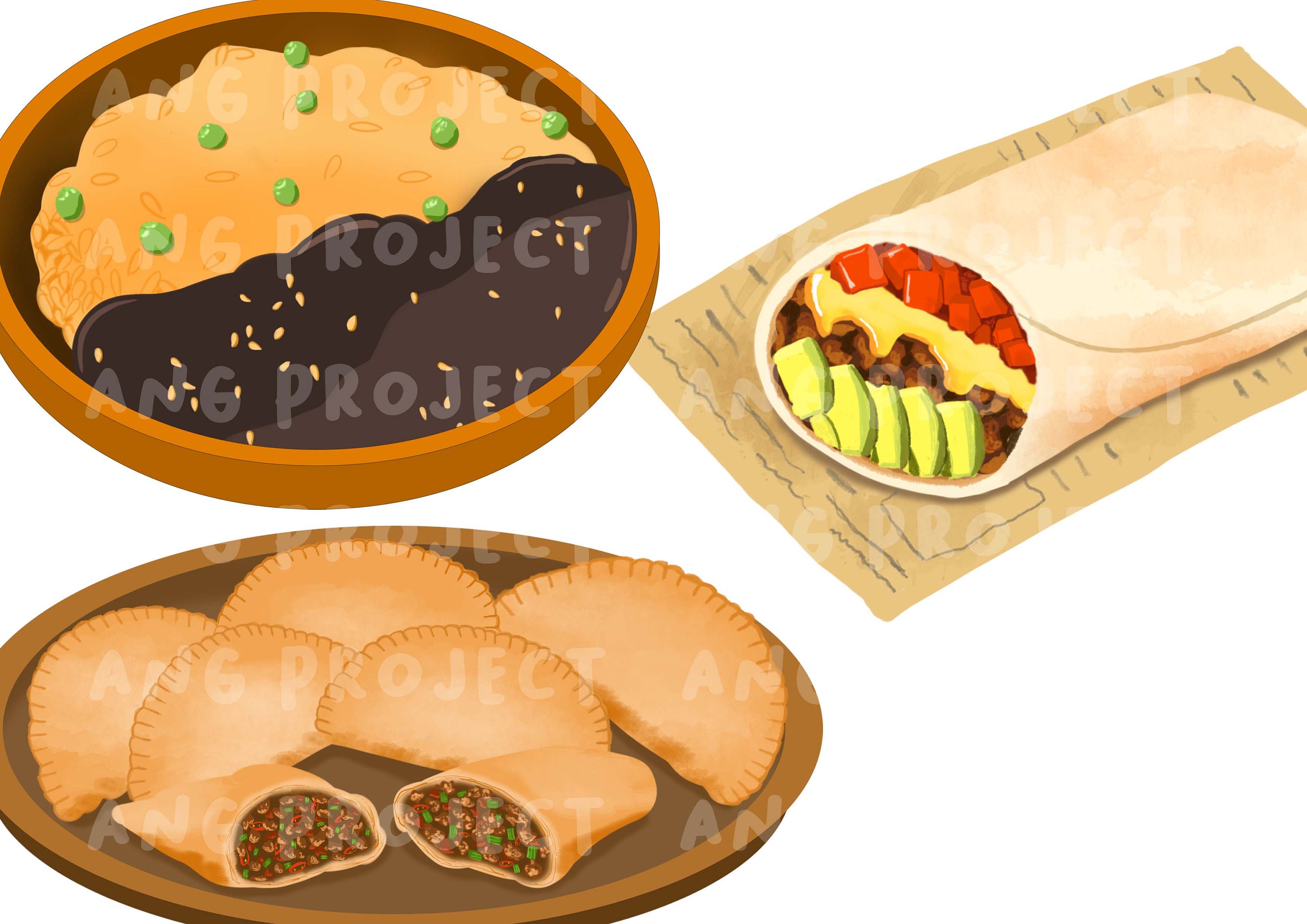 Mexican Food Clipart for Cinco De Mayo Fiesta, PNG Graphic Image ...