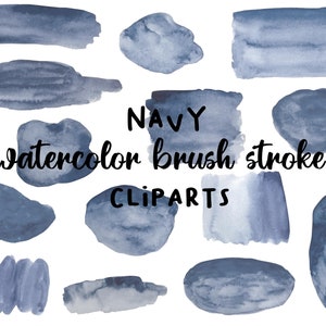 Watercolor Navy Brush Stroke Clipart, Indigo Watercolor Splash PNG ...