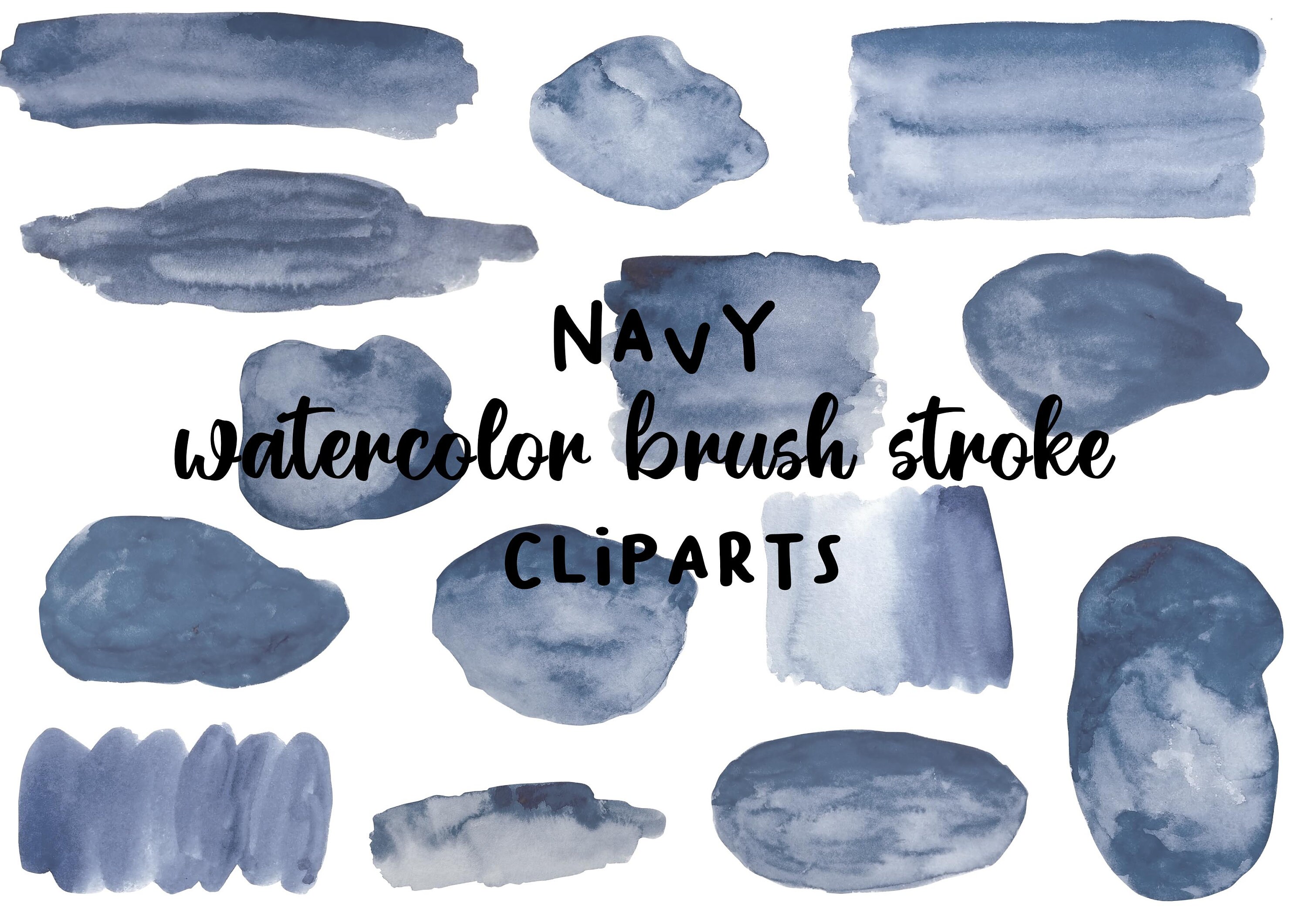 Watercolor Navy Brush Stroke Clipart, Indigo Watercolor Splash PNG ...