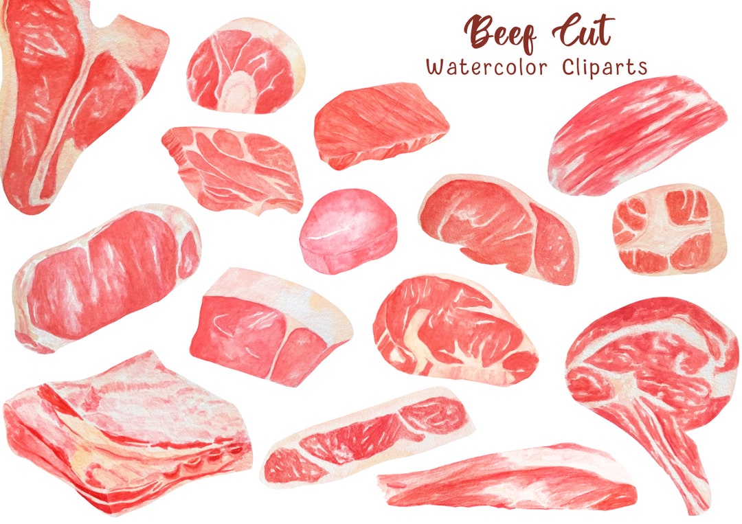 Beef Cut Clipart PNG, Beef Clip Art, Steak Cliparts, Beef Watercolor ...