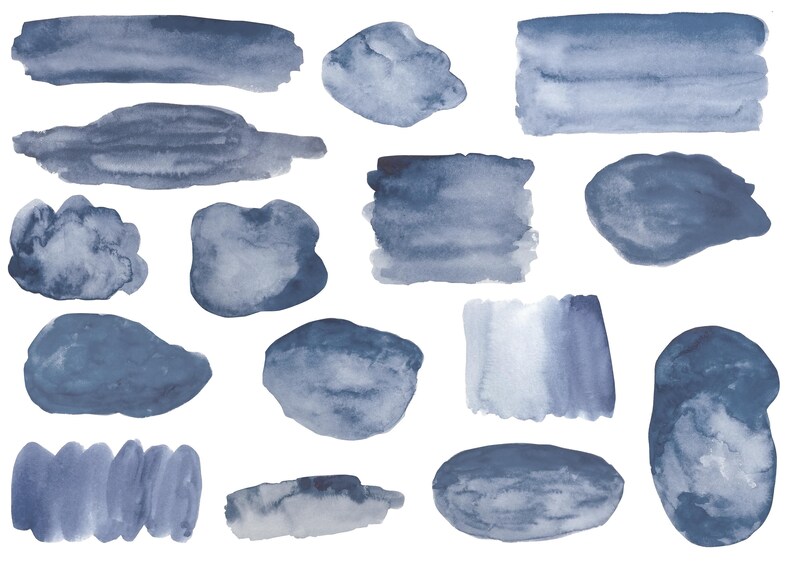 Watercolor Navy Brush Stroke Clipart, Indigo Watercolor Splash PNG ...