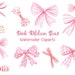 Watercolor Pink Bow Ribbon Clipart PNG - Etsy