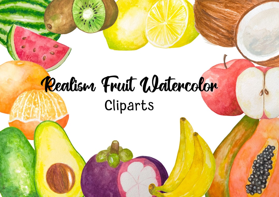 Fruit Watercolor Clipart-fruit Clip Art-tropical Fruit Clip Art-summer ...
