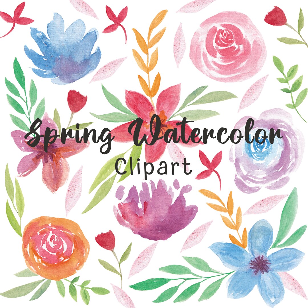 Spring Watercolor Clipart-spring Floral Clipart-flower Watercolor ...