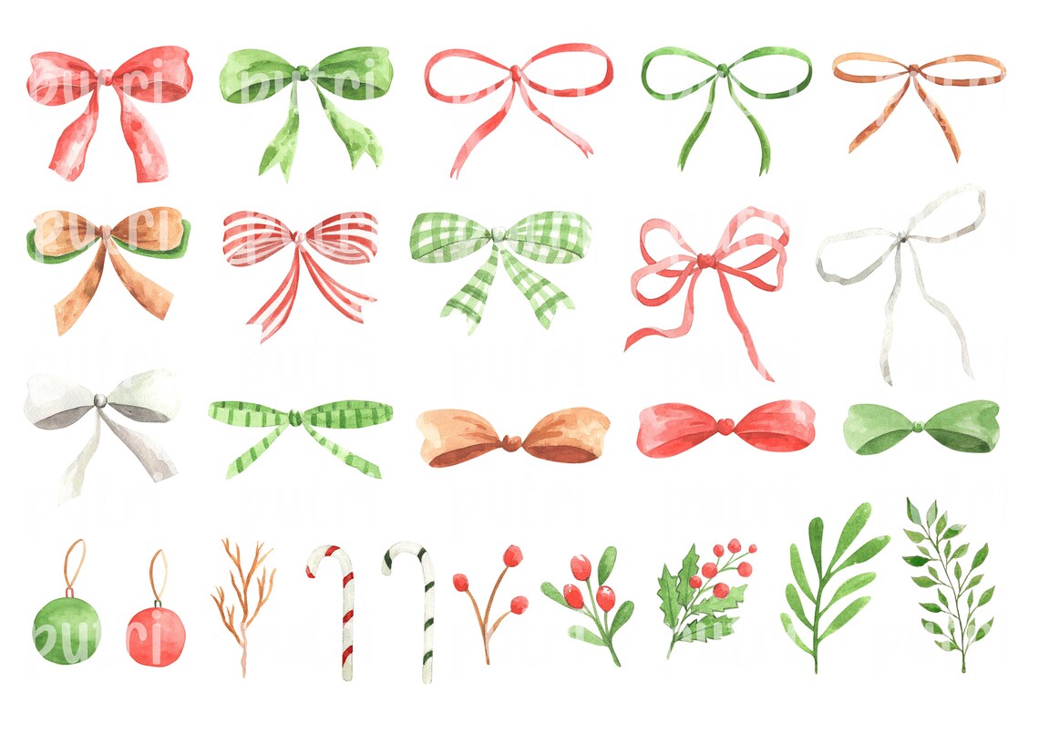 Watercolor Christmas Bow Ribbon Clipart PNG, Red Bow Watercolor, Red ...