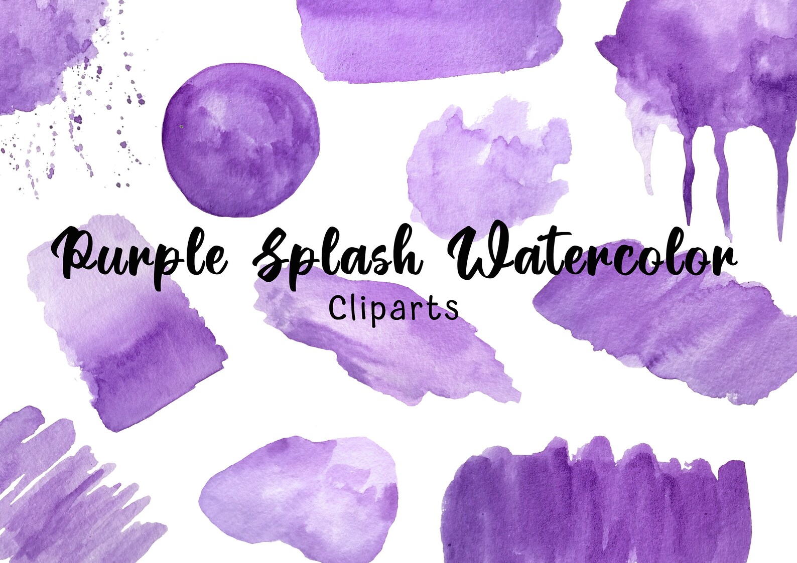 Watercolor Splash Clipart PNG Purple Splash Purple Stroke | Etsy