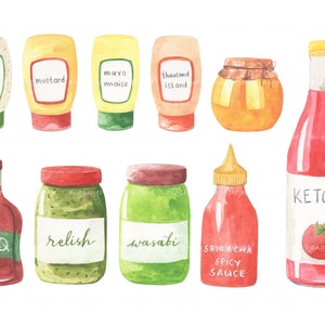 Condiment Watercolor Clipart, Food Watercolor Clipart, Sauce ...
