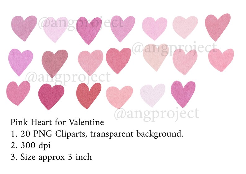 Watercolor Pink Heart, Watercolor Love for Valentine PNG - Etsy