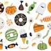 Watercolor Halloween Candy Clipart: Ghost, Pumpkin, Donut (digital ...