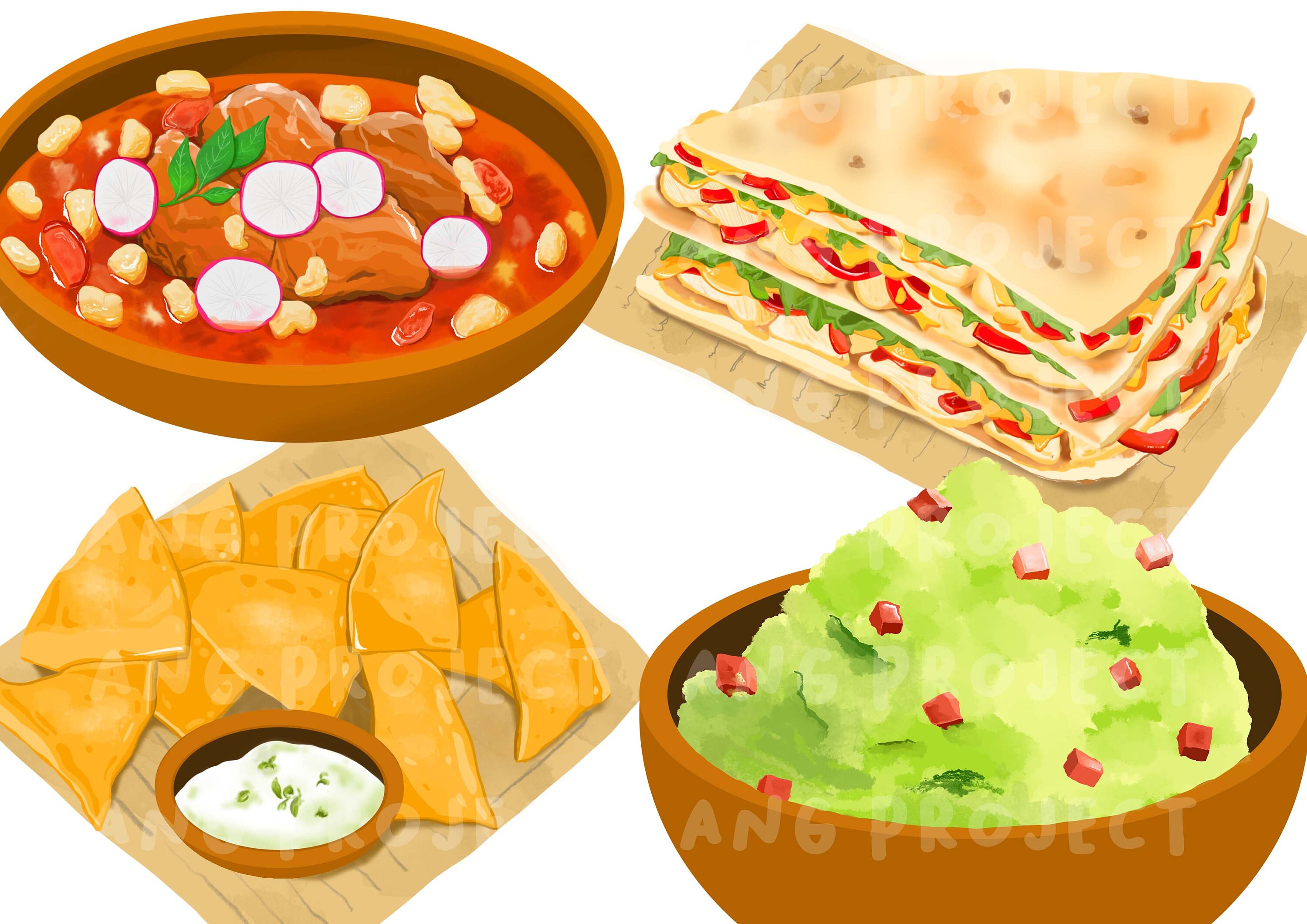 Mexican Food Clipart for Cinco De Mayo Fiesta, PNG Graphic Image ...