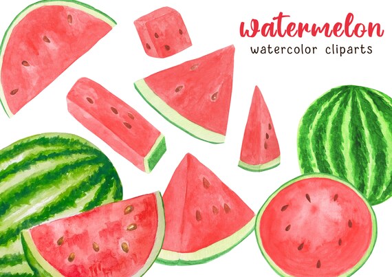 Watercolor Watermelon Clipart Fruit Watercolor Clipart - Etsy