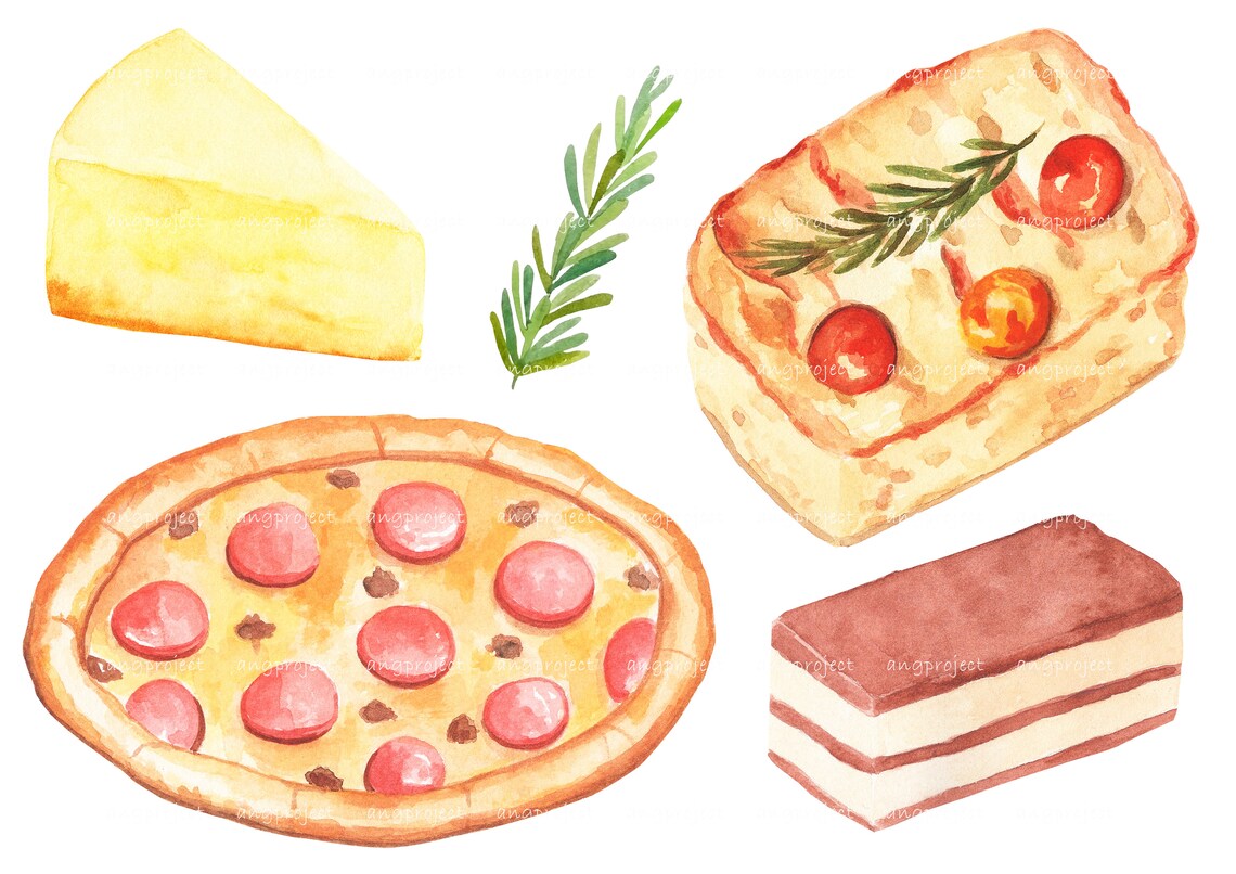 Italian Food Clipart Watercolor Italian Food PNG Spaghetti - Etsy