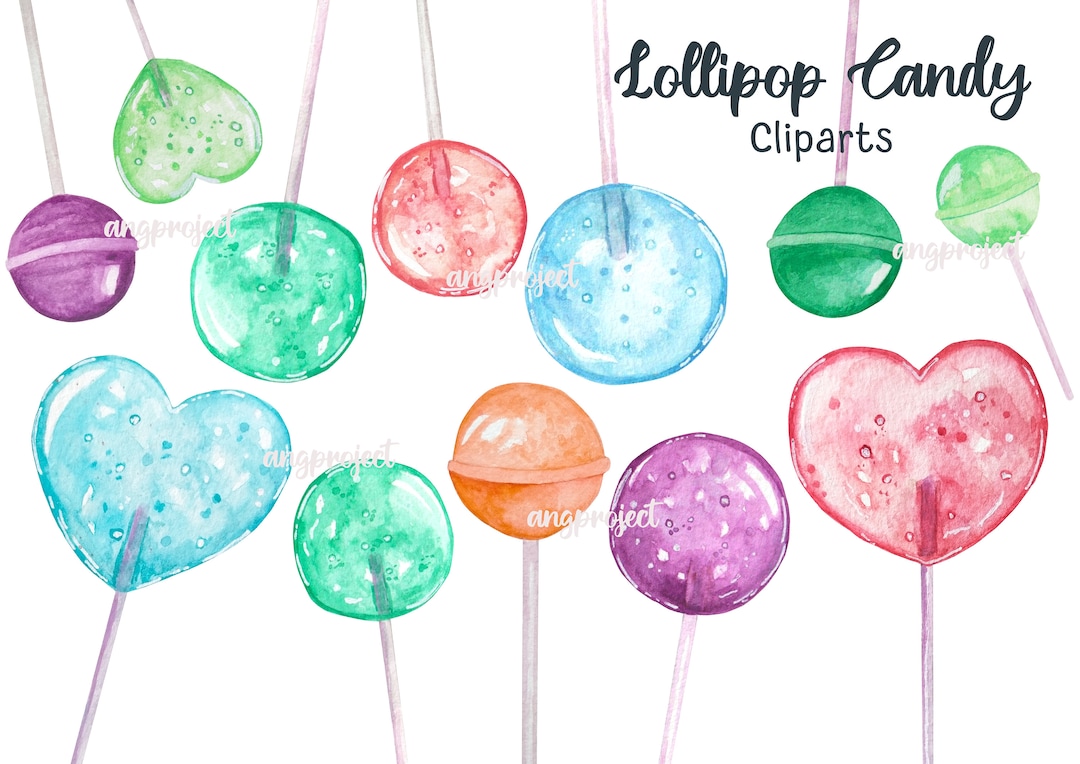 Halloween Candy Lollipop Watercolor Cliparts, Halloween Party PNG ...