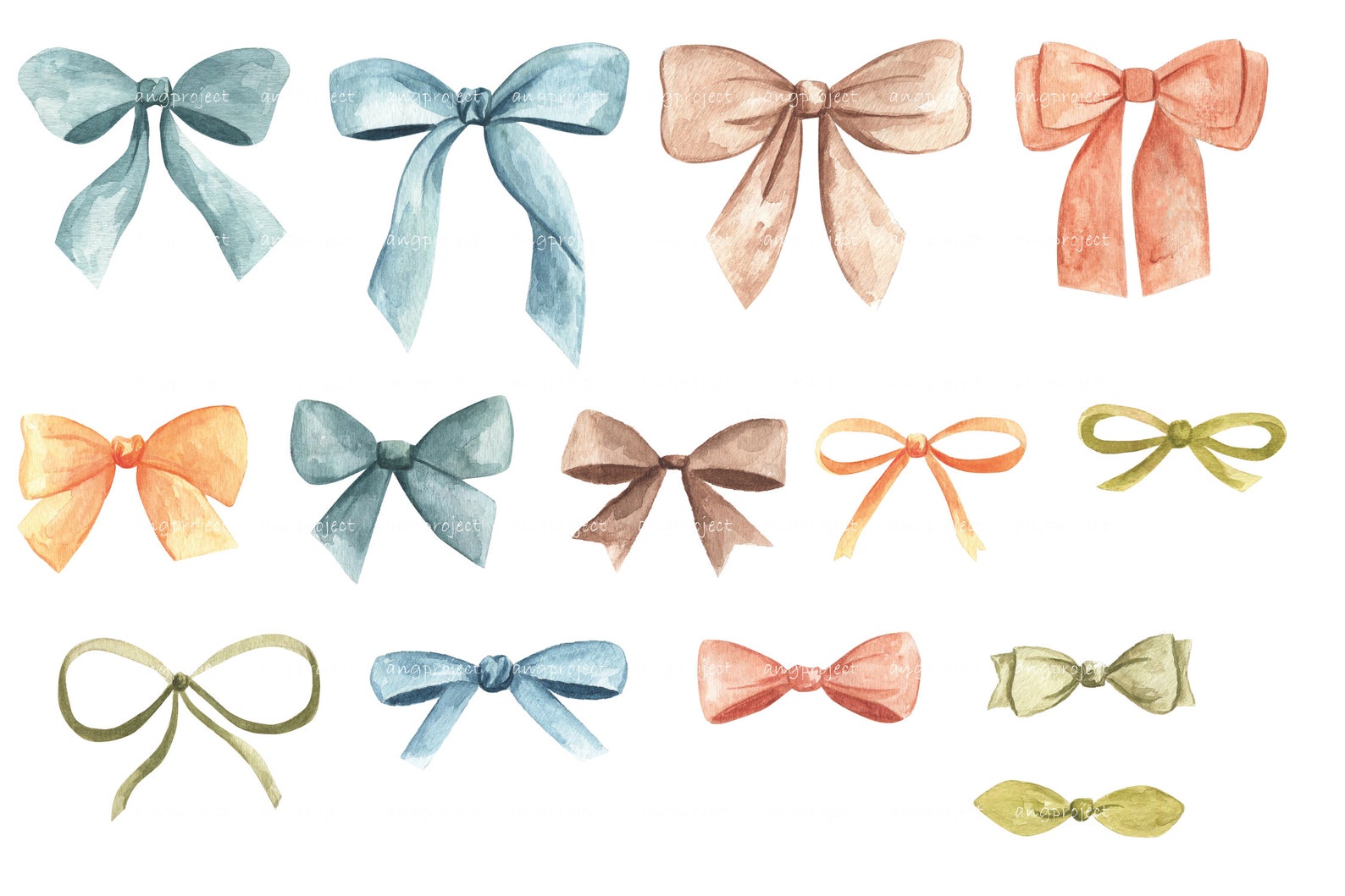 Watercolor Ribbon Bow Clipart, Ribbon PNG, Watercolor Bow Clipart ...