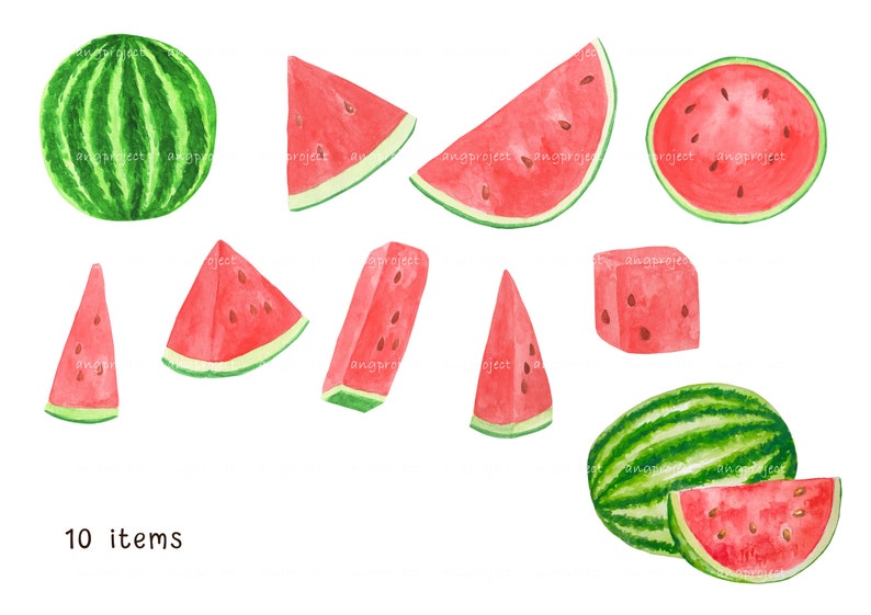 Watercolor Watermelon Clipart: Summer Fruit PNG Graphics (10 Files) - Etsy
