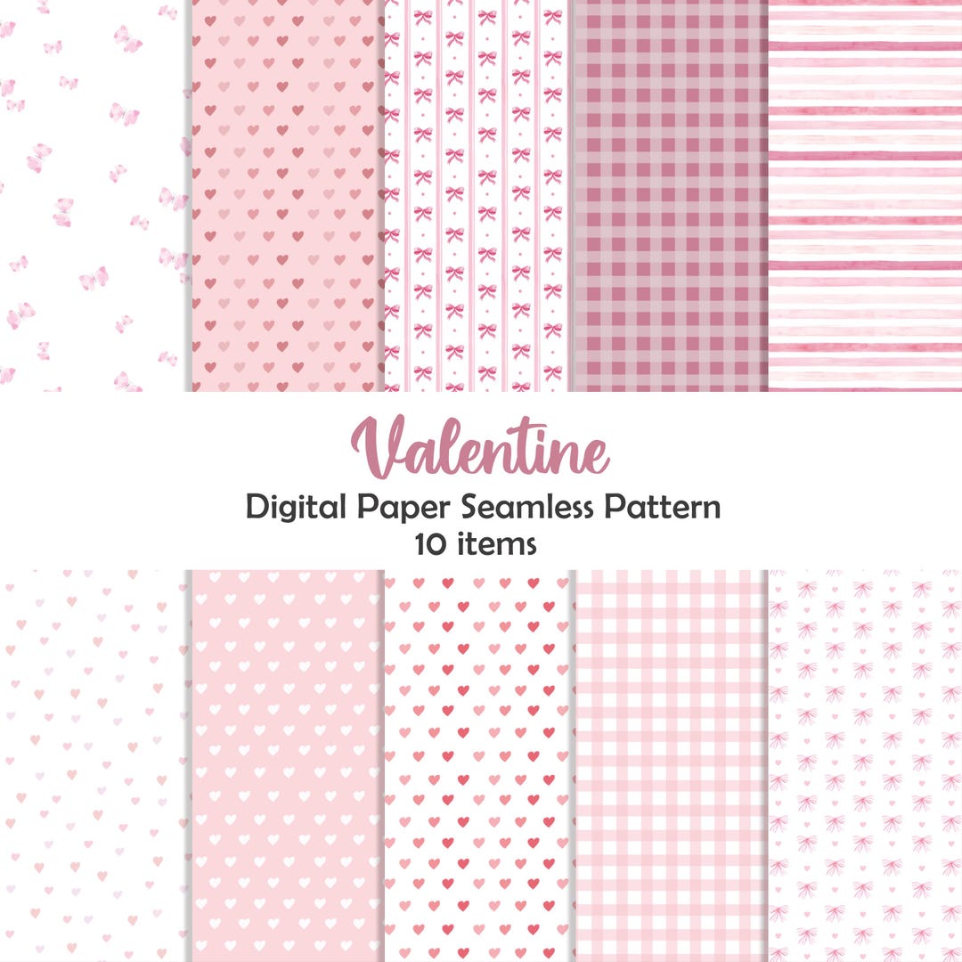 Valentine Digital Paper, Pink Seamless Pattern, Galentine Scrapbook ...