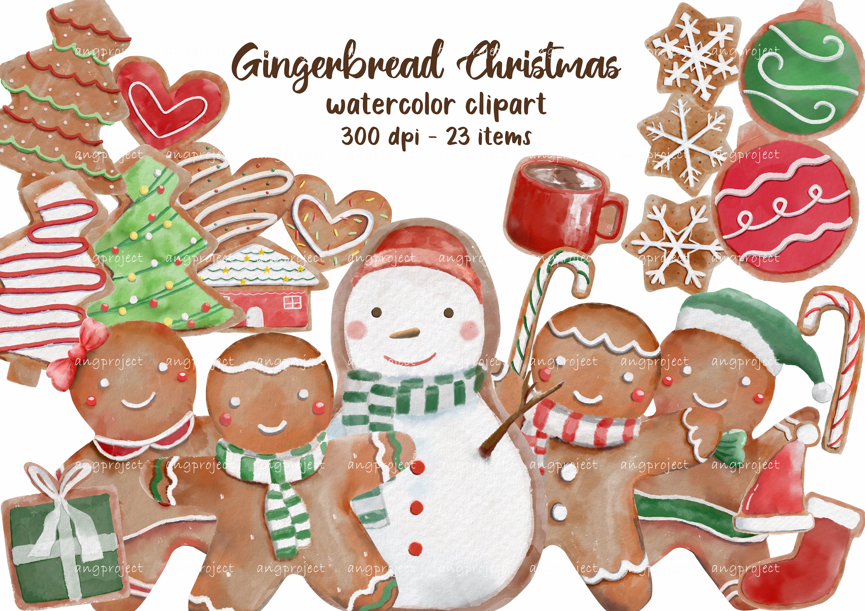 Watercolor Gingerbread Clipart for Christmas, Christmas Cookie for ...