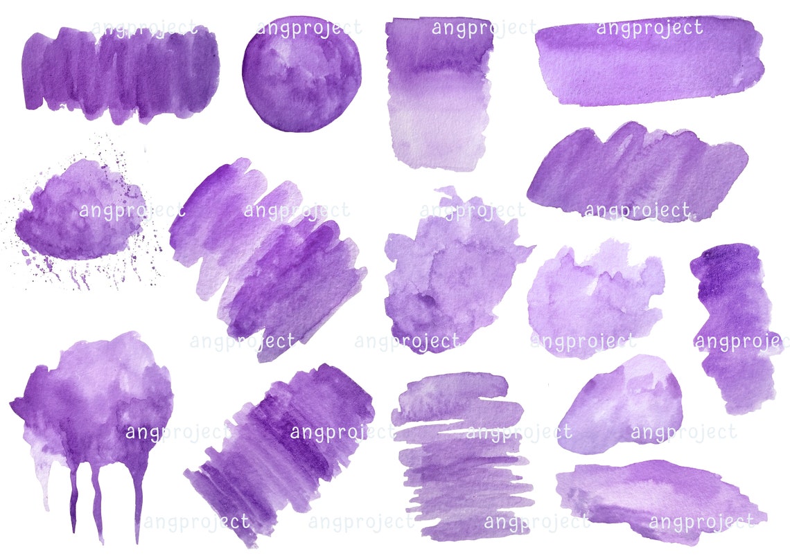 Watercolor Splash Clipart PNG Purple Splash Purple Stroke | Etsy