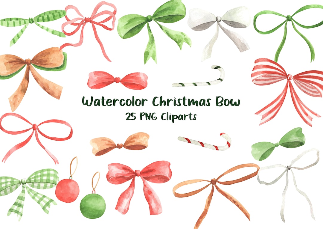 Watercolor Christmas Bow Ribbon Clipart PNG, Red Bow Watercolor, Red ...