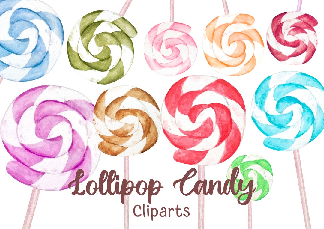 Halloween Candy Clipart, Lollipop Clipart, Watercolor Candy Clip Art ...