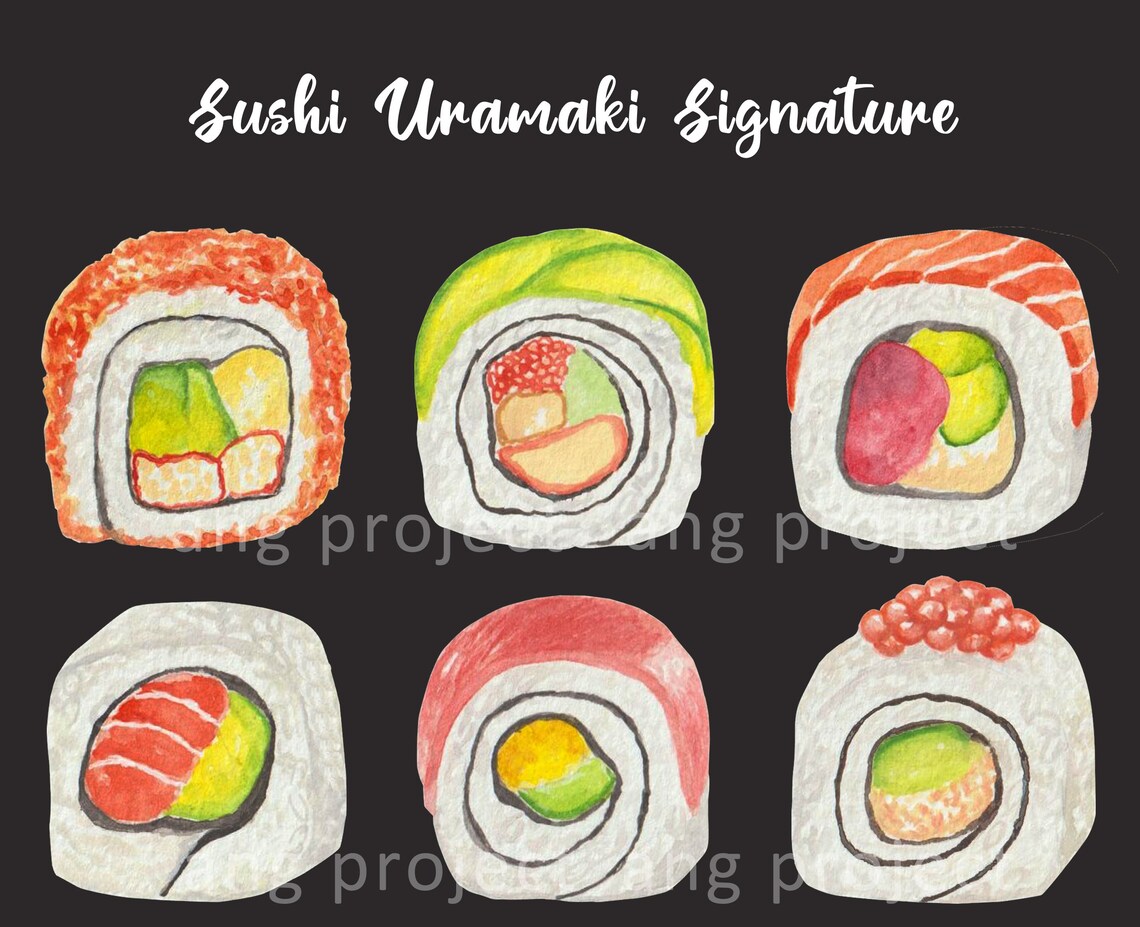 Sushi Watercolor Clipart-sushi Png-sushi Clip Art-sashimi Clip Art ...