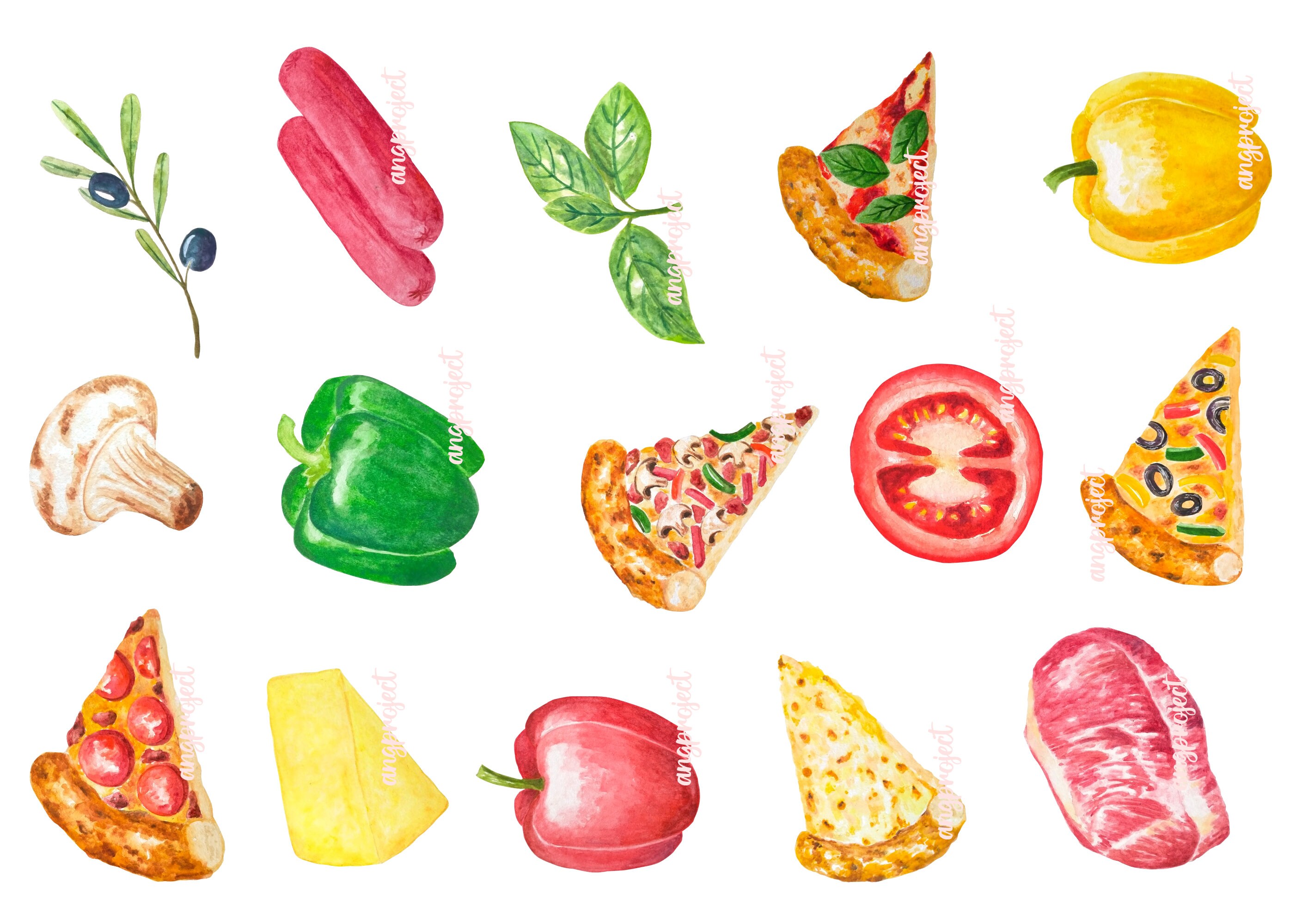 Pizza Clipart Png-pizza Party Watercolor Clipart-italian Food Clipart ...
