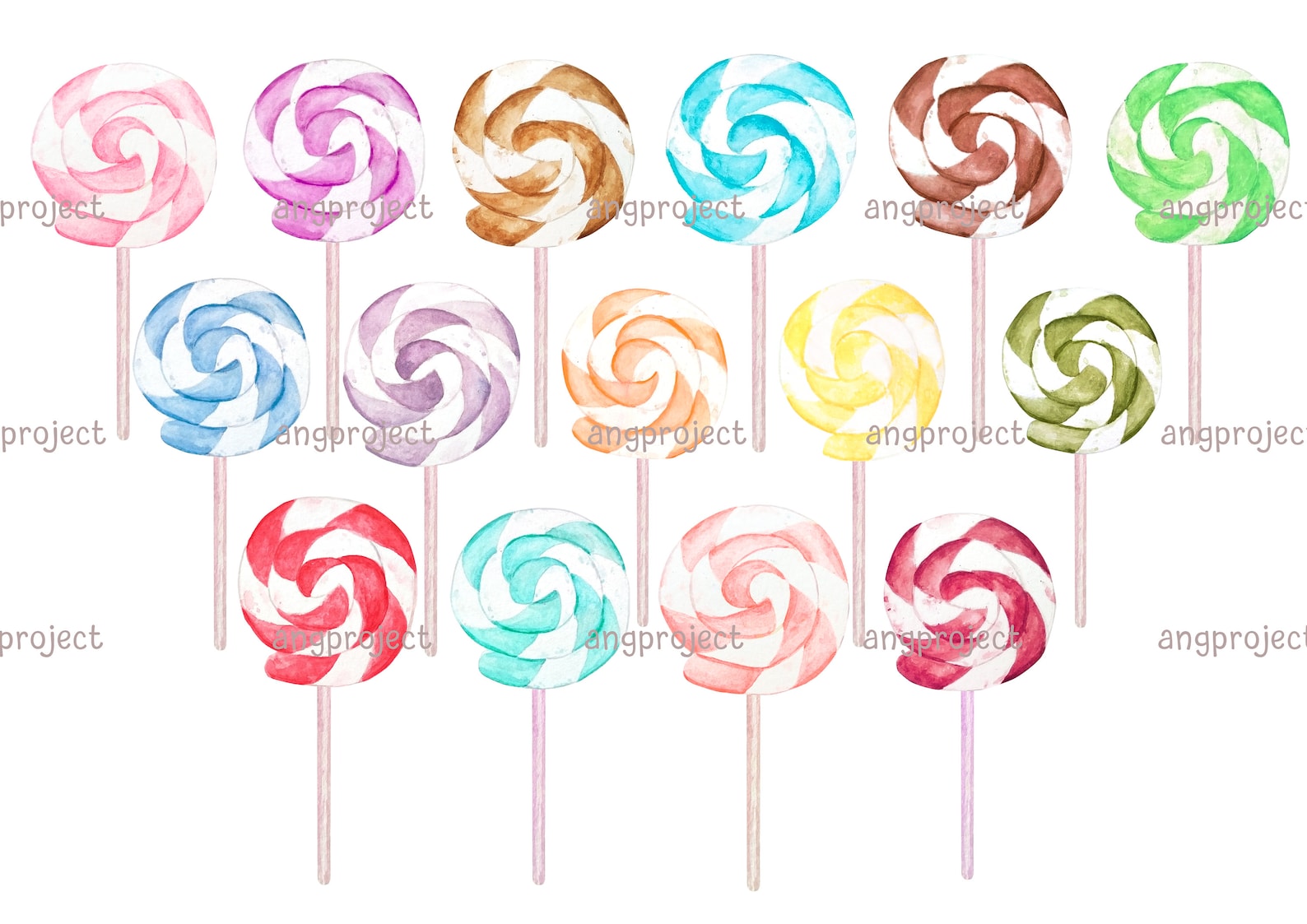 Halloween Candy Clipart, Lollipop Clipart, Watercolor Candy Clip Art ...