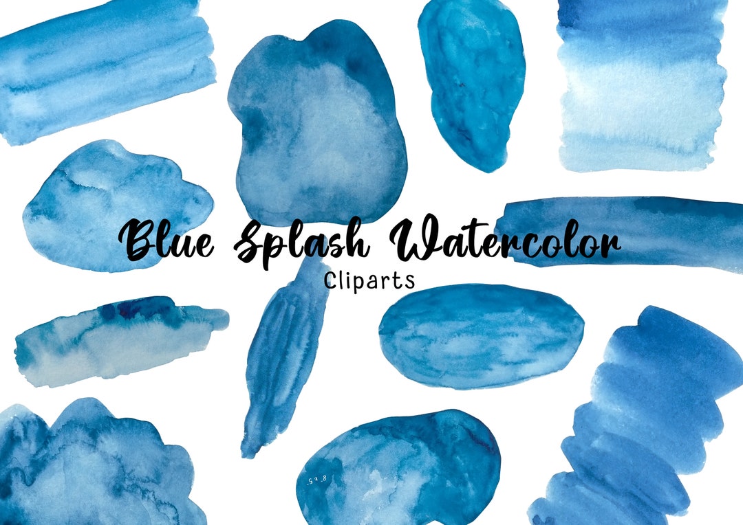 Navy Blue Watercolor Splash Clipart: Brush Stroke PNG (digital Download ...