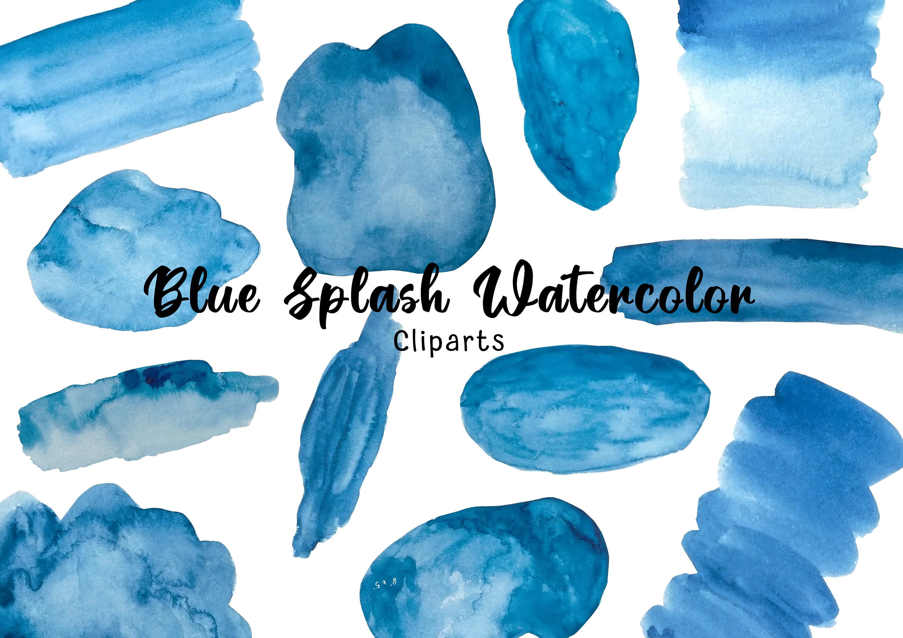 Watercolor Splash Clipart PNG Navy Blue Splash Blue | Etsy