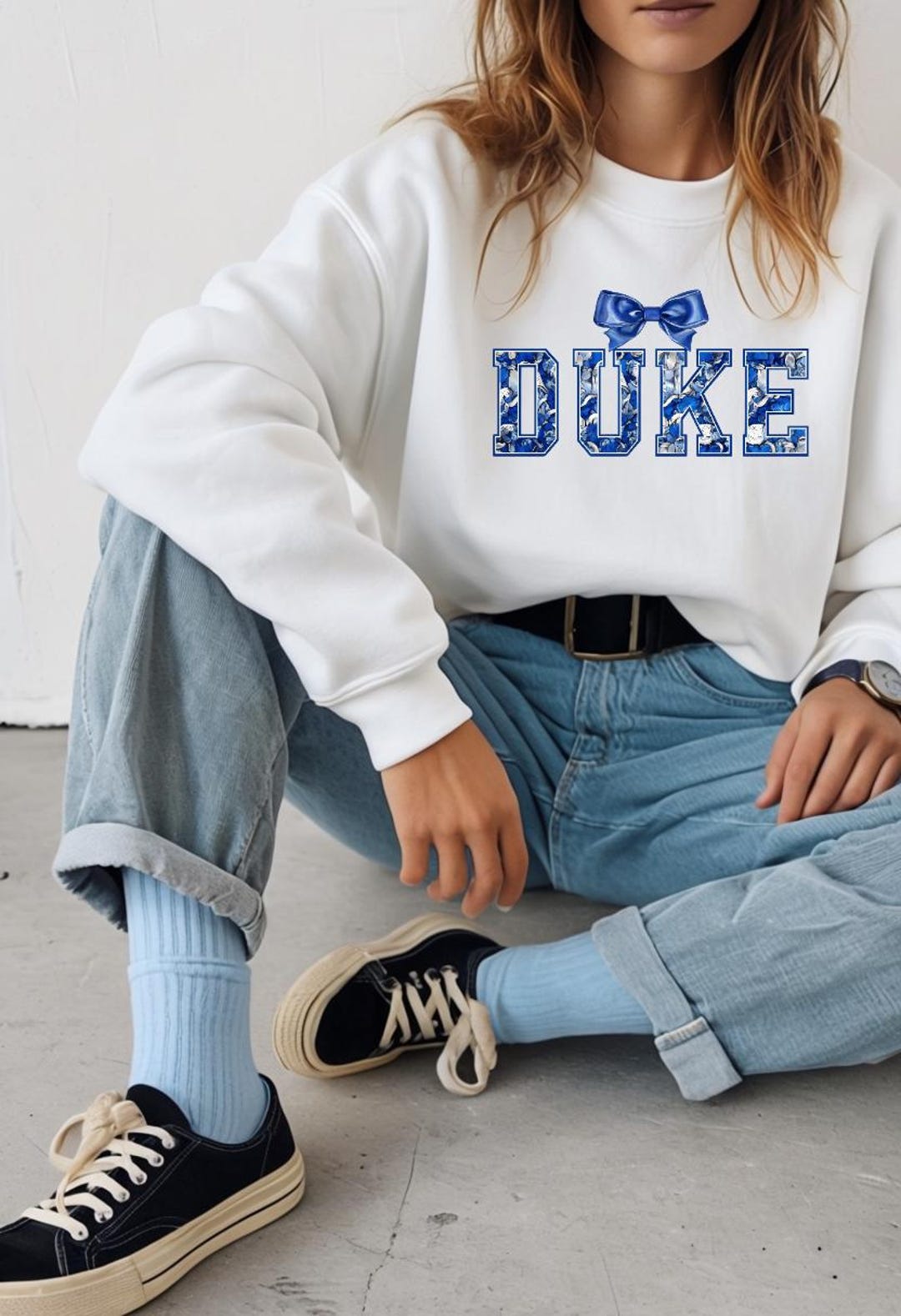 Duke Bow Sweatshirt, Gift for College Students, Comfort Colors, Duke ...