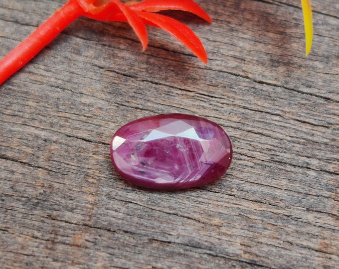Geometric Pattern Faceted Ruby Gemstone, Untreated Red Ruby Gemstone ...