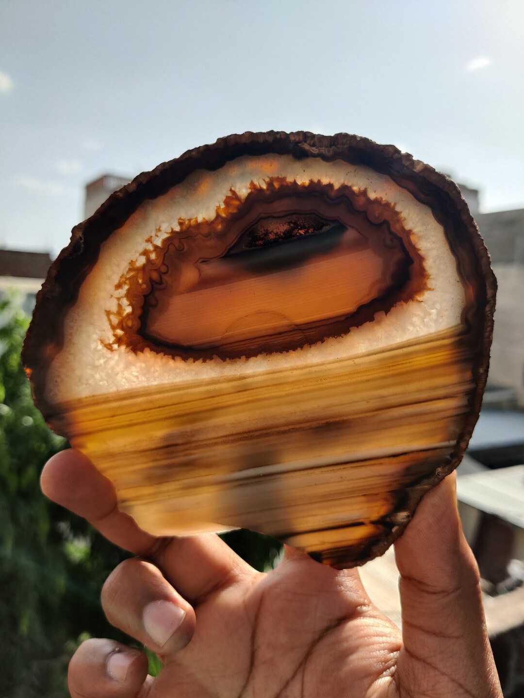 Unpolished Banded Agate Slice, Unique Unpolished Agate Raw Slice, Large ...