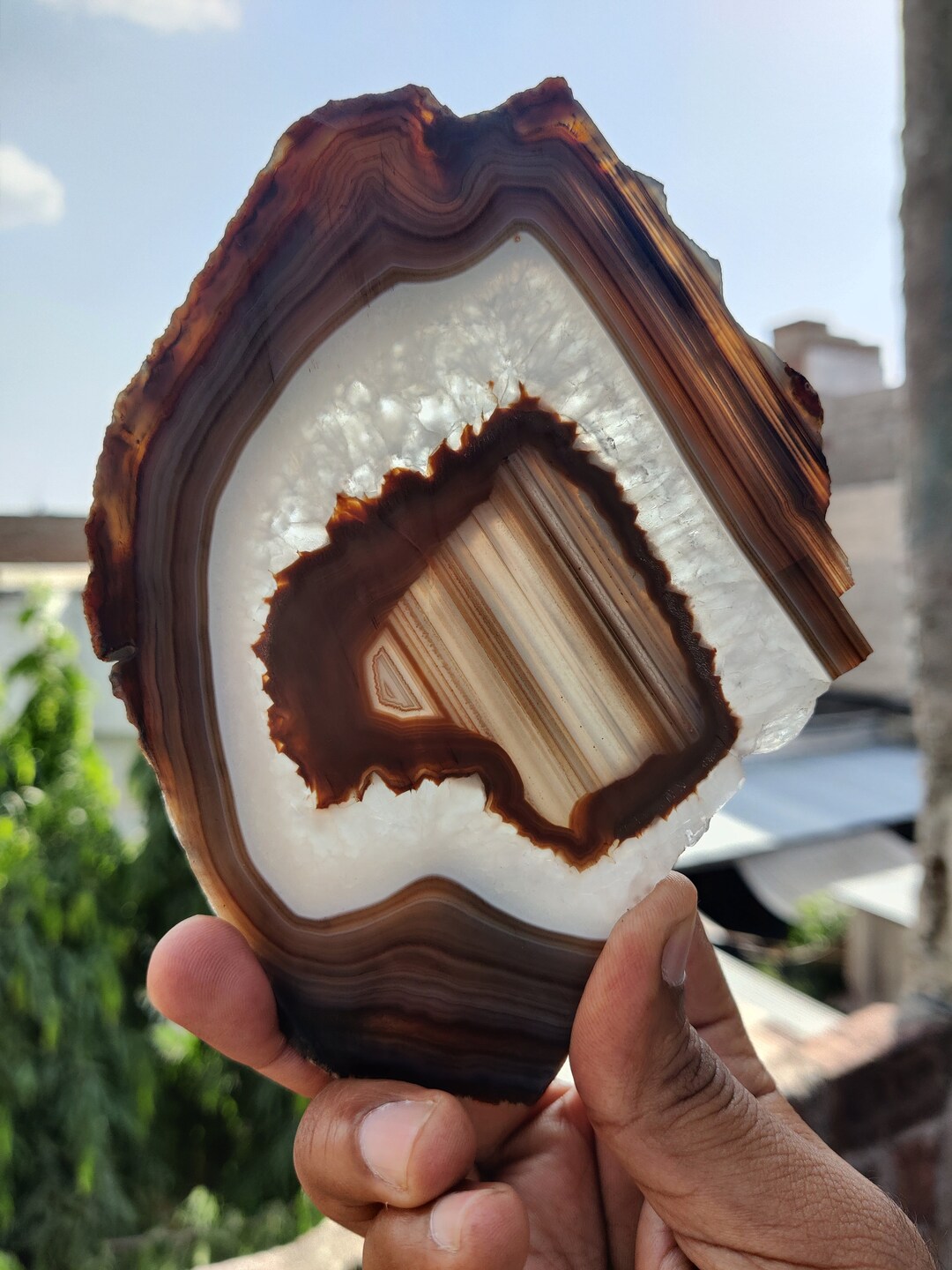 Unpolished Banded Agate Raw Slice, Unique Unpolished Agate Raw Slice ...