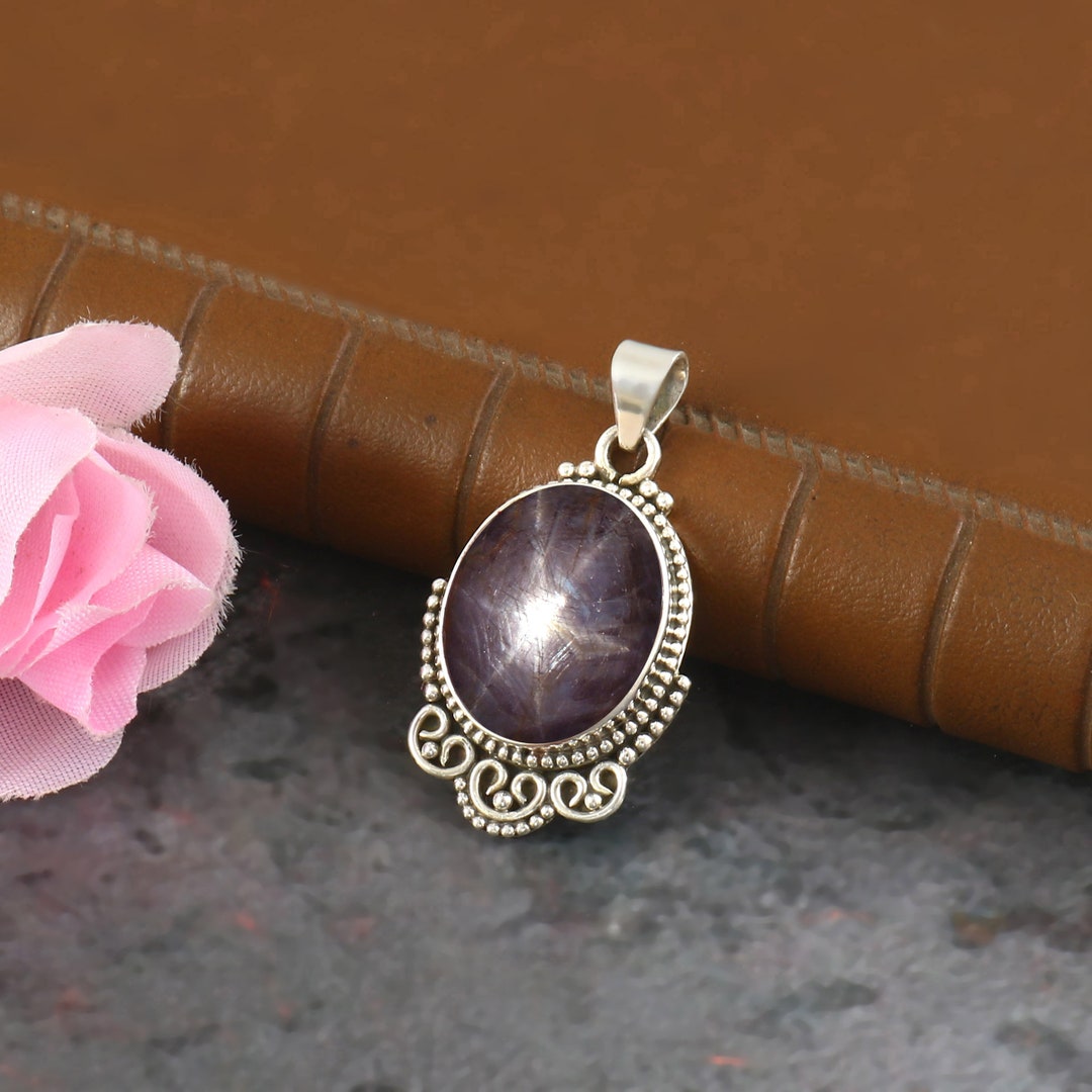 Natural Star Ruby Pendant, Star Ruby Jewelry, Oxadise 925 Silver Star ...
