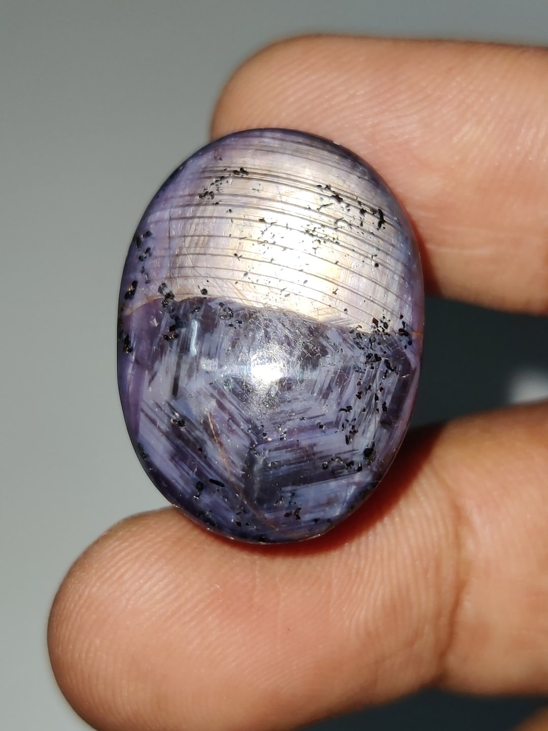 12 Rays Purple Star Sapphire Cabochon, Geometric Star Purple Sapphire Gemstone, Double Star ...