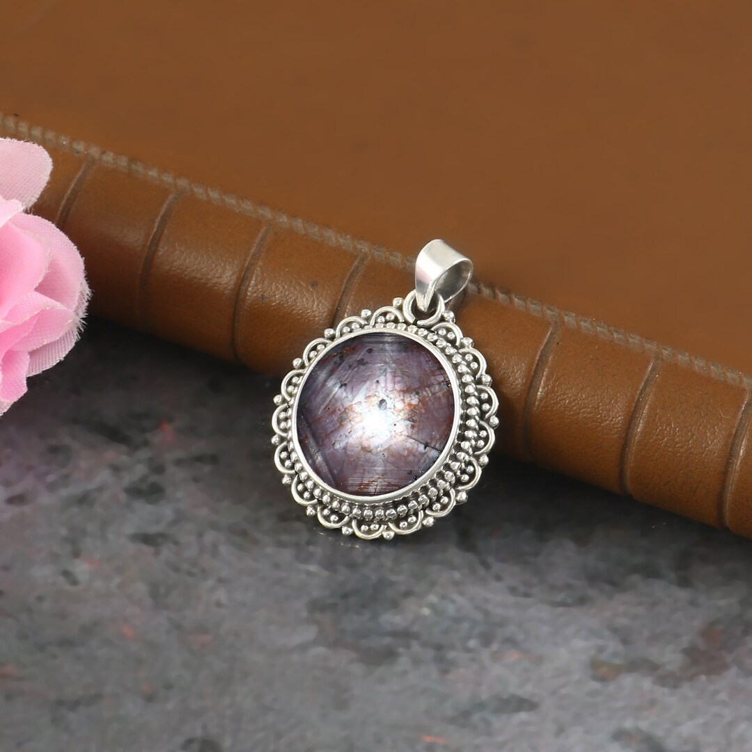 Natural Star Ruby Pendant, Star Ruby Jewelry, Oxadise 925 Silver Star ...