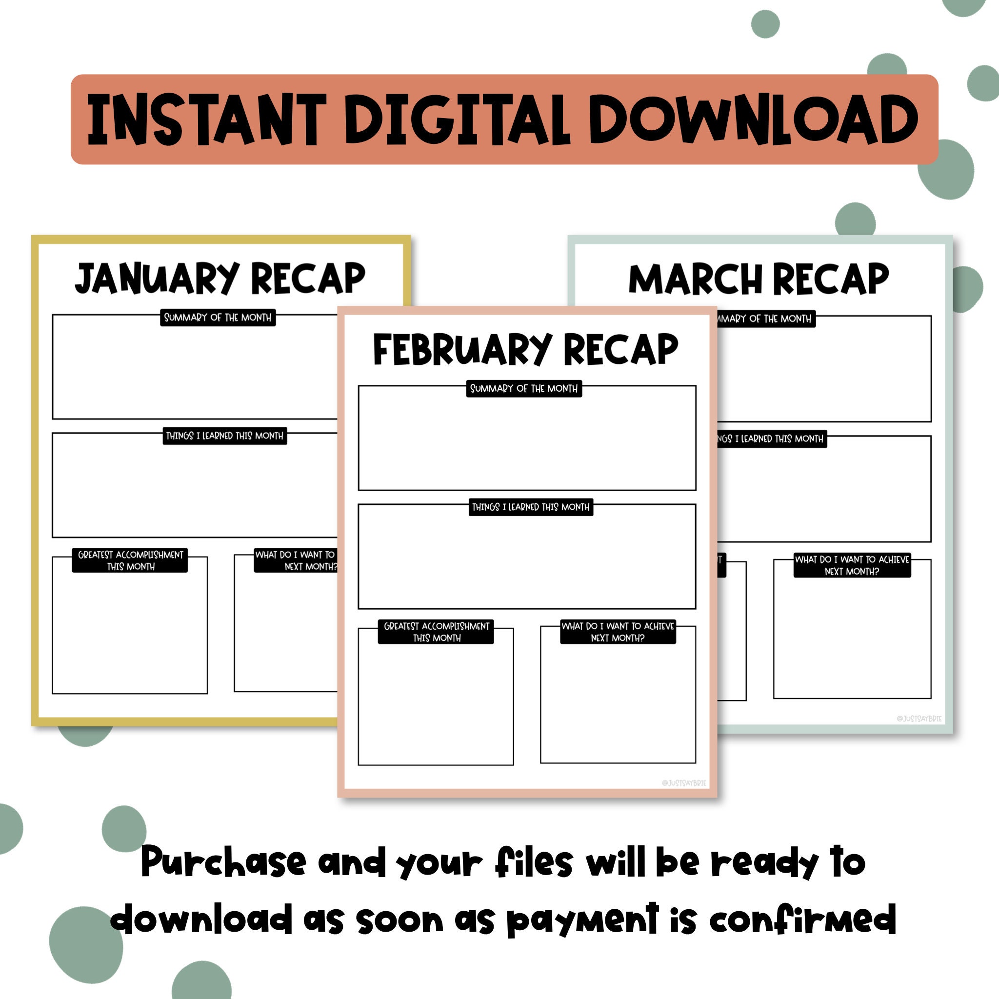 Monthly Recap | Monthly Summary | Digital Planning | Printable ...